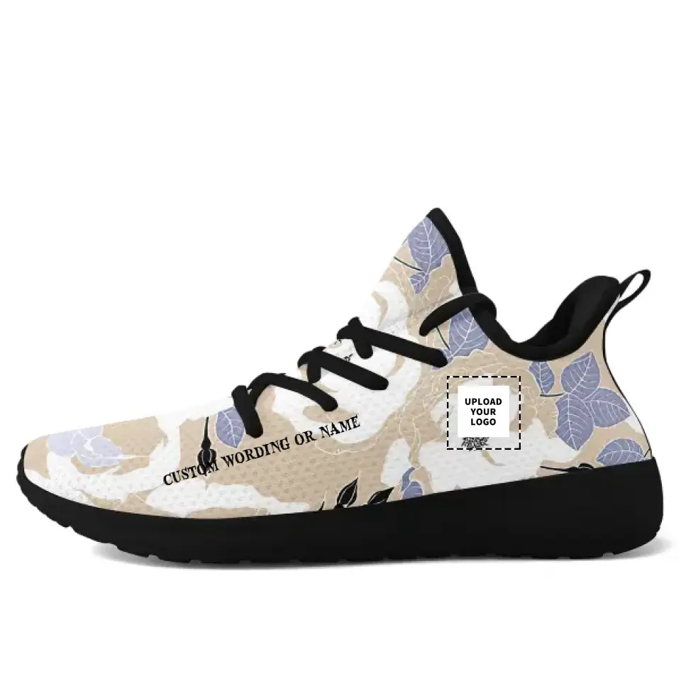 Floral Patterned FN Shoes with Customizable Black & White Soles for Yo