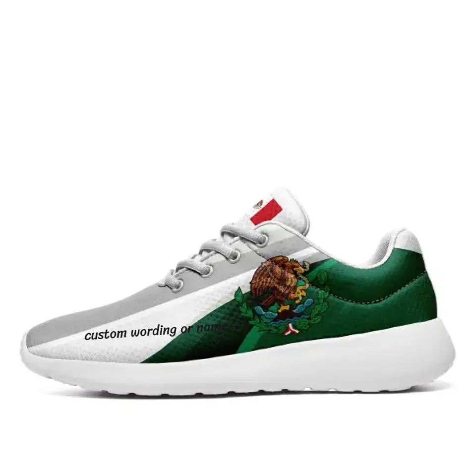 Customized NL Shoes with Black and White Soles and Striking Mexican Fl
