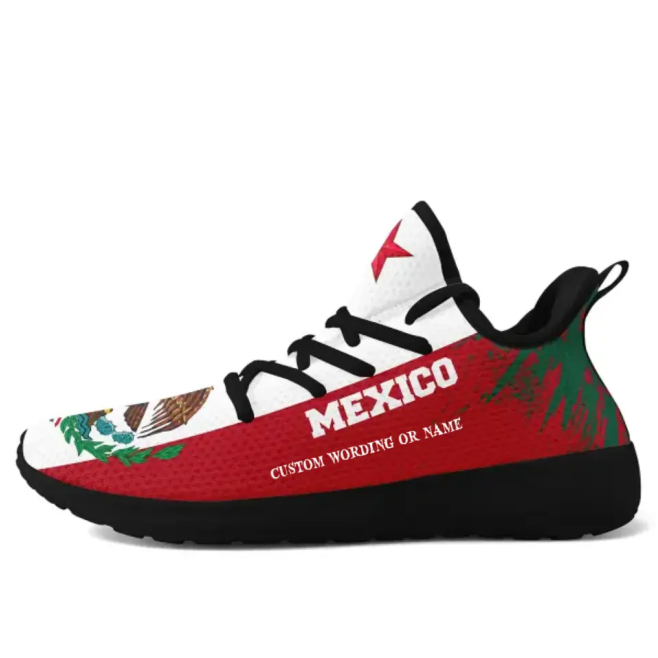 Customized FN Shoes with Black and White Soles and Striking Mexican Fl