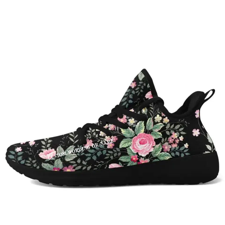 Personalized Floral Design Sneakers, Custom Small Flower Design Shoes,