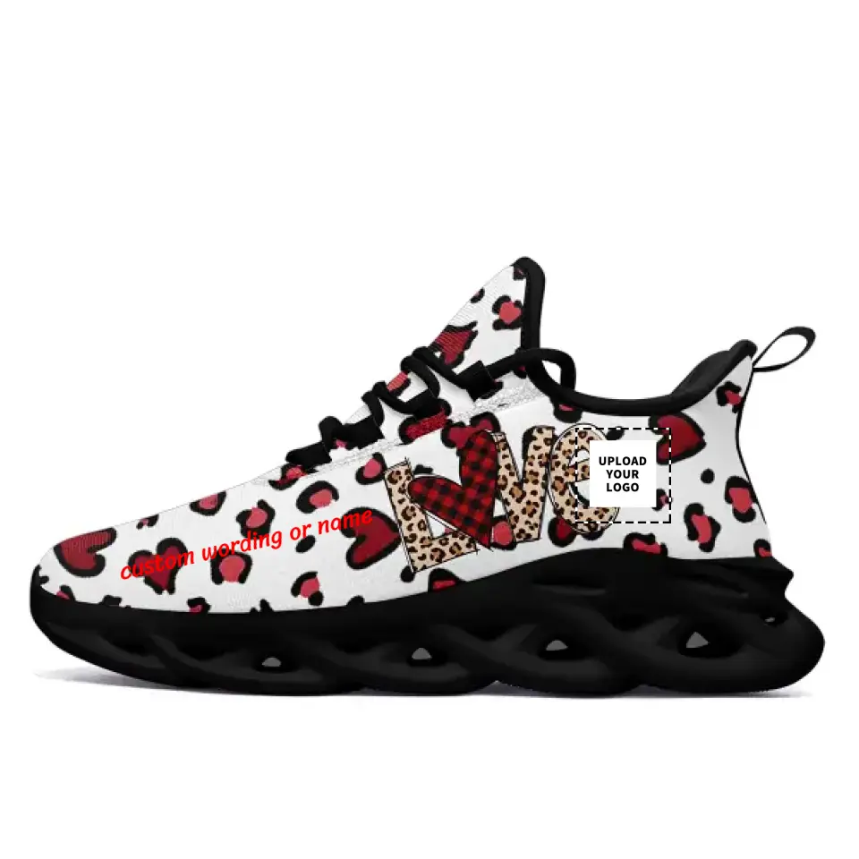 Personalized Love Design Sneakers, Custom Heart Shape Shoes, Graph Des