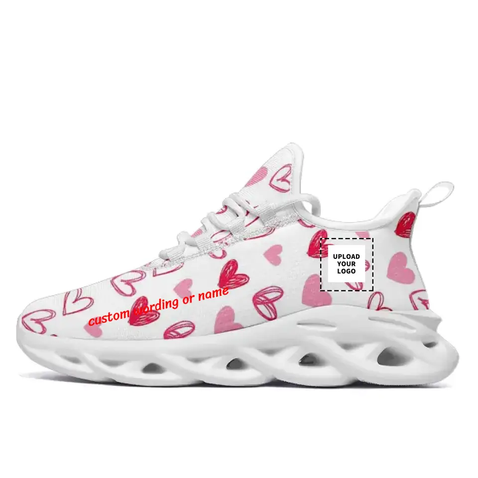 Personalized Love Design Sneakers, Custom Heart Shape Shoes, Graph Des
