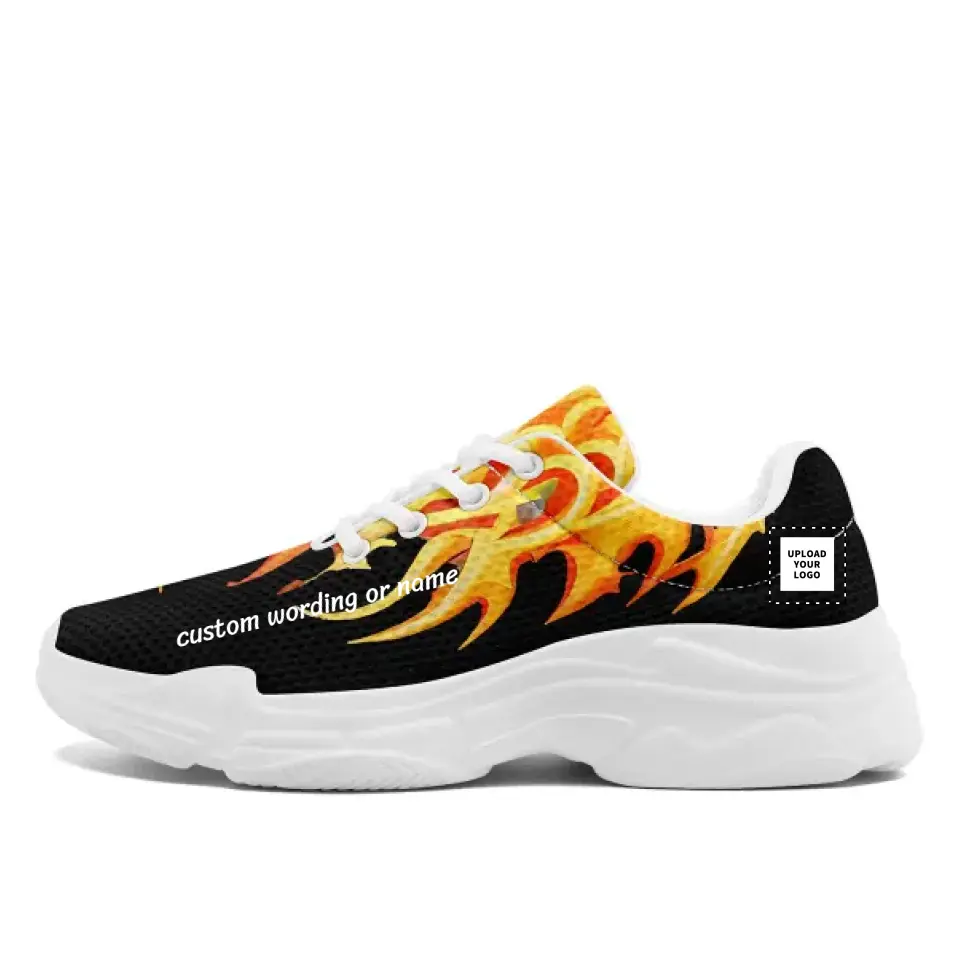 Customized Flame-themed Chunky Shoes,Personalize with Your Name and Im